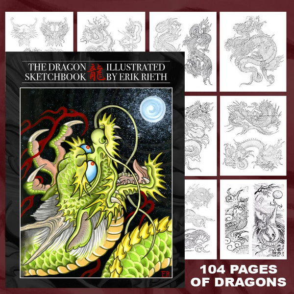 Dragon Sketchbook by Erik Rieth (Scratch & Dent) - tattooflashcollective