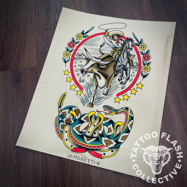Nate Moretti Tattoo Print #02- 16"x20" - tattooflashcollective