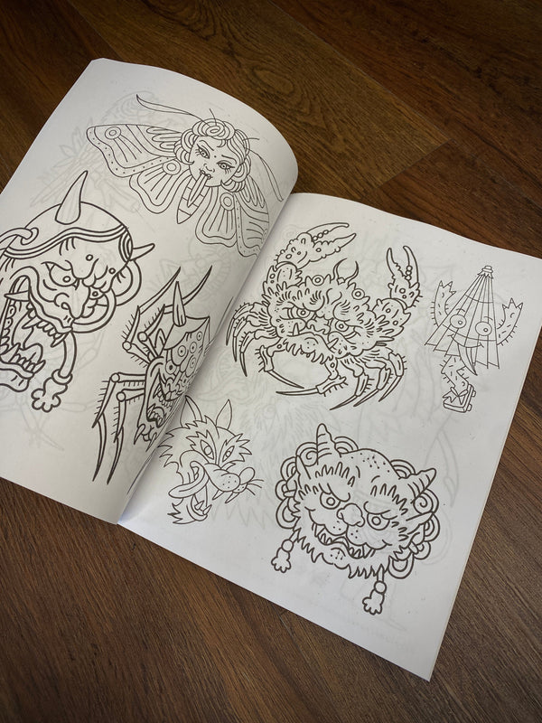 Henry Rodriguez Tattoo Line Drawing Book Vol.2 - tattooflashcollective