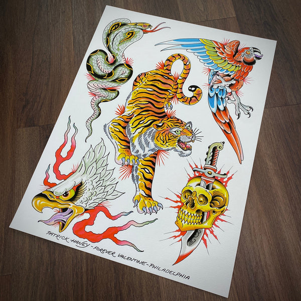 Pat Haney Tattoo Print #01- 12"x16" and 18"x24" - tattooflashcollective